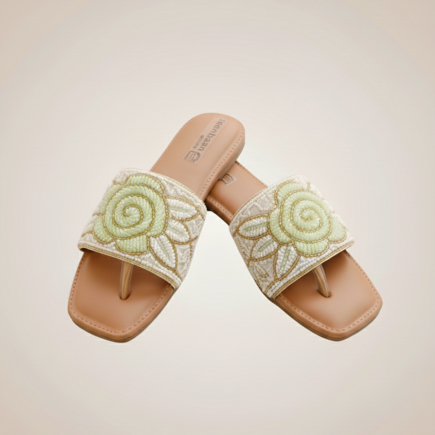 Buy Zari Work Flip-Flops Online | Teenbaan Handmade Women’s Footwear